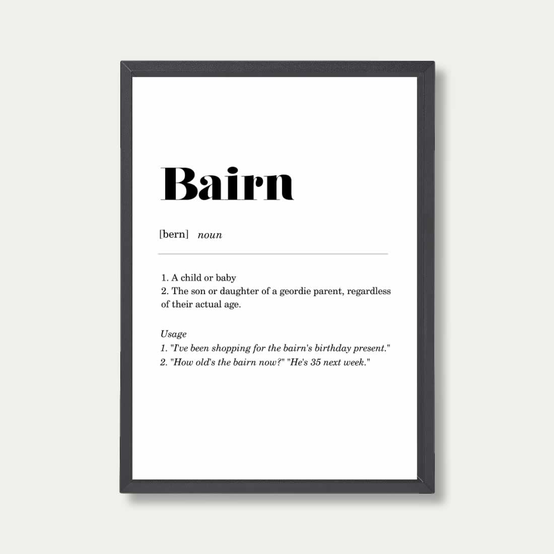 Bairn Geordie Definition Print – Veranito