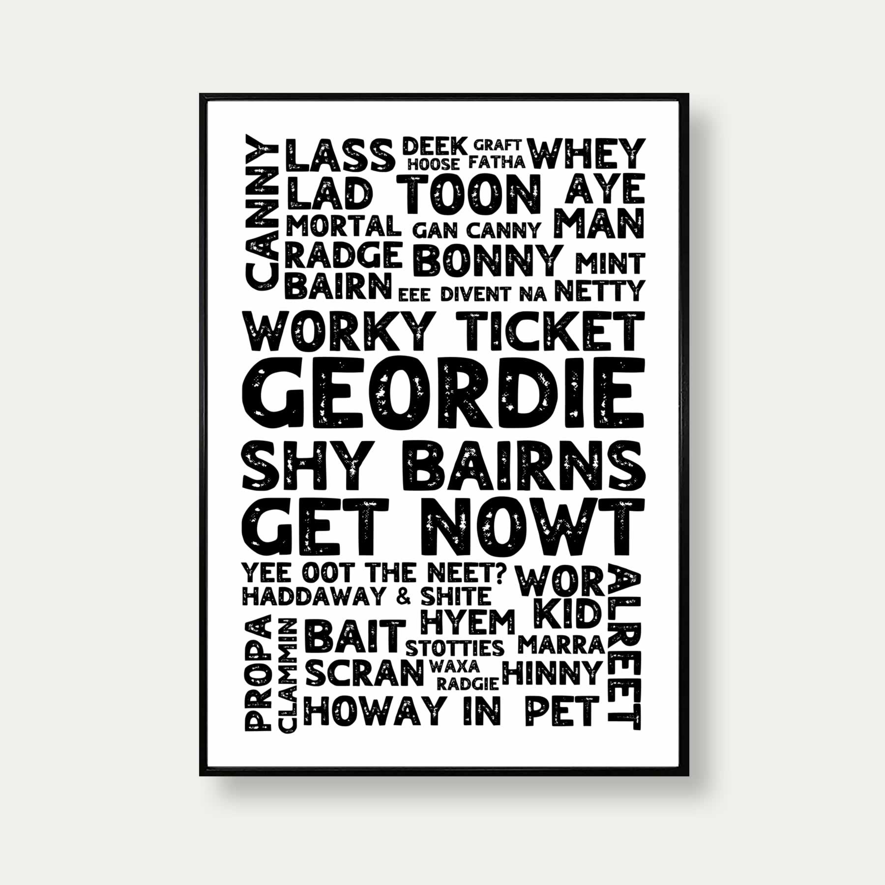 Geordie Slang Print | Geordie Phrases & Quotes Wall Art | Veranito